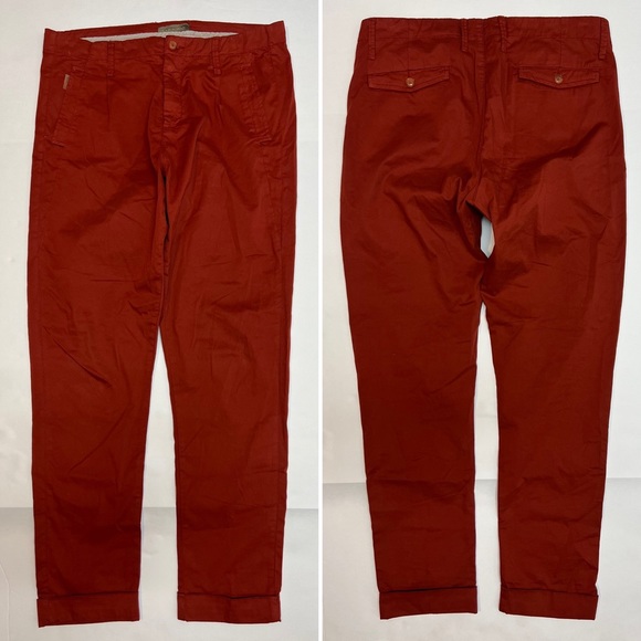 Zara | Pants | Mens Zara Man Twill Rust Orange Cuffed Straight Leg 3x28 ...